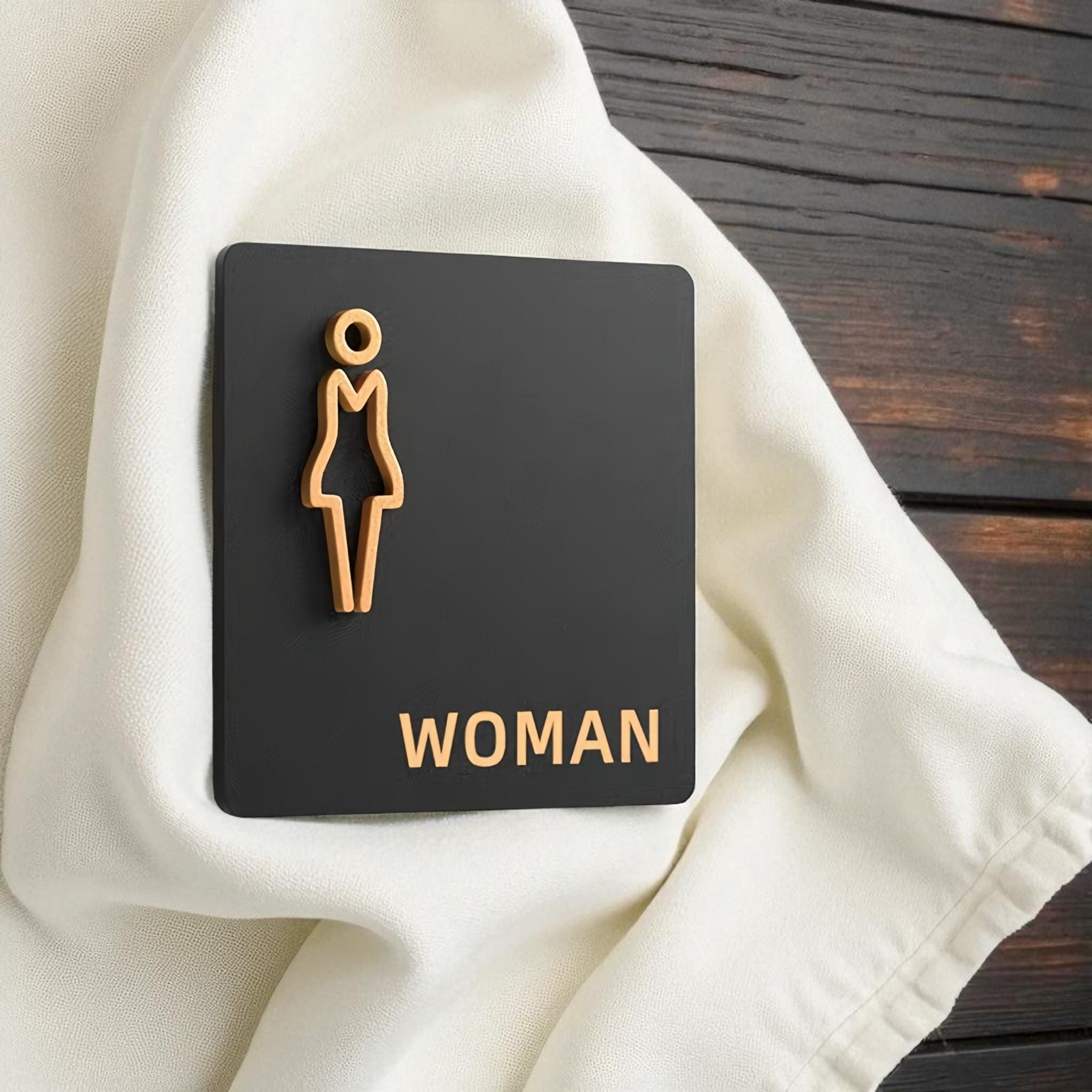 Modern Restroom Sign, Acrylic Toilet Wall Plaque, Minimalist Bathroom ...