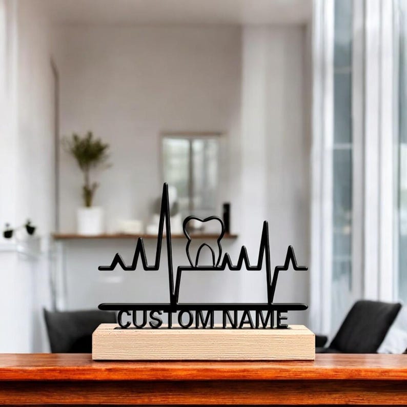 Tooth ECG Name Plaque, Personalized Dentist Office Sign, Custom Dental ...