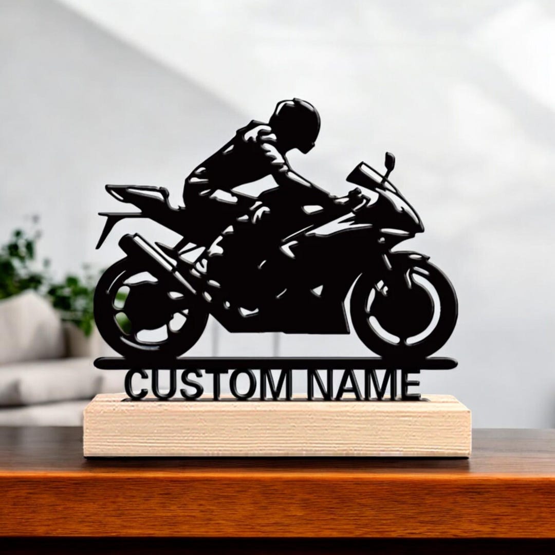 Custom Motorcycle Name Plaque, Personalized Biker Metal Sign, Boys Room ...