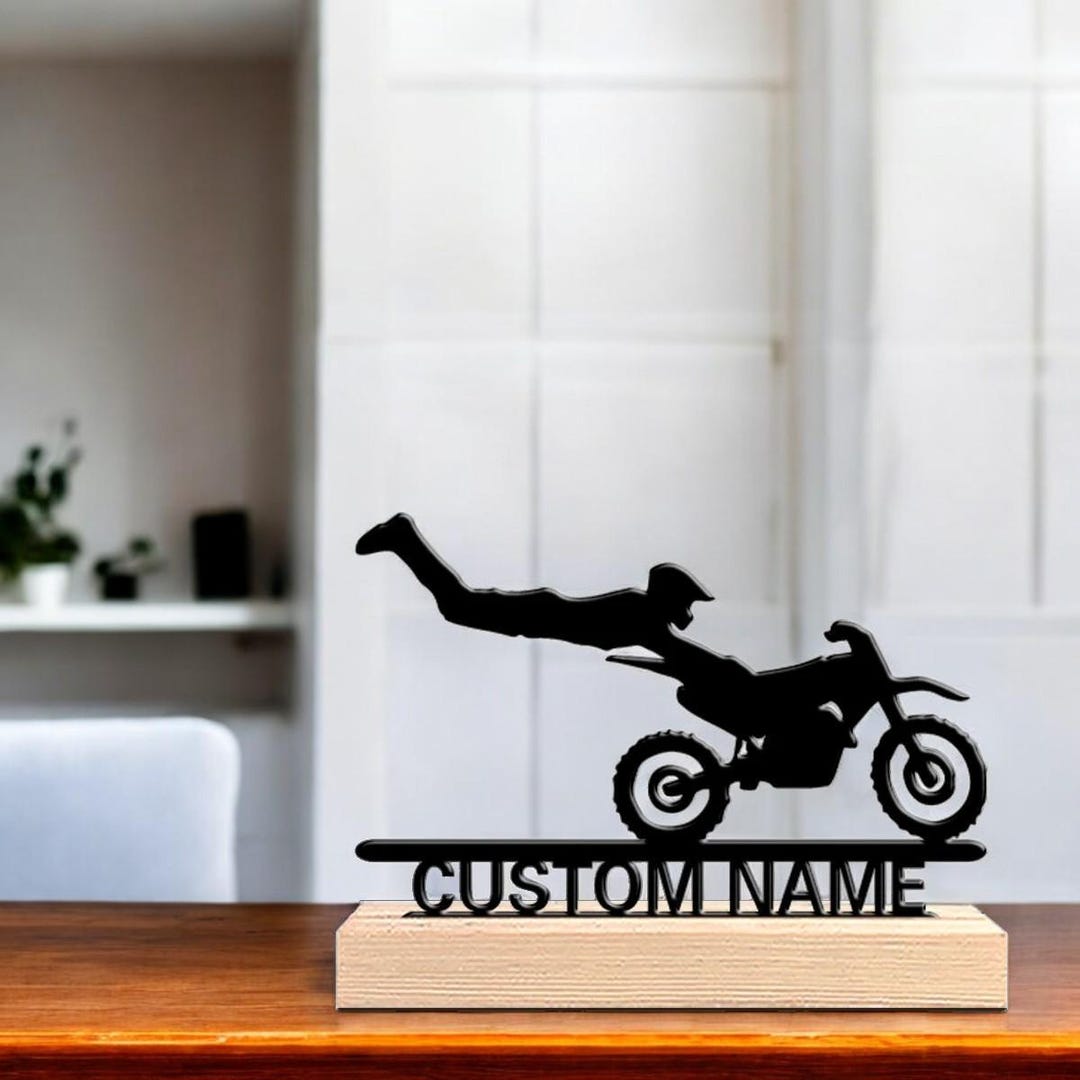 Custom Stunt Rider Name Plaque, Motorcycle Trick Wall Art, Personalized ...