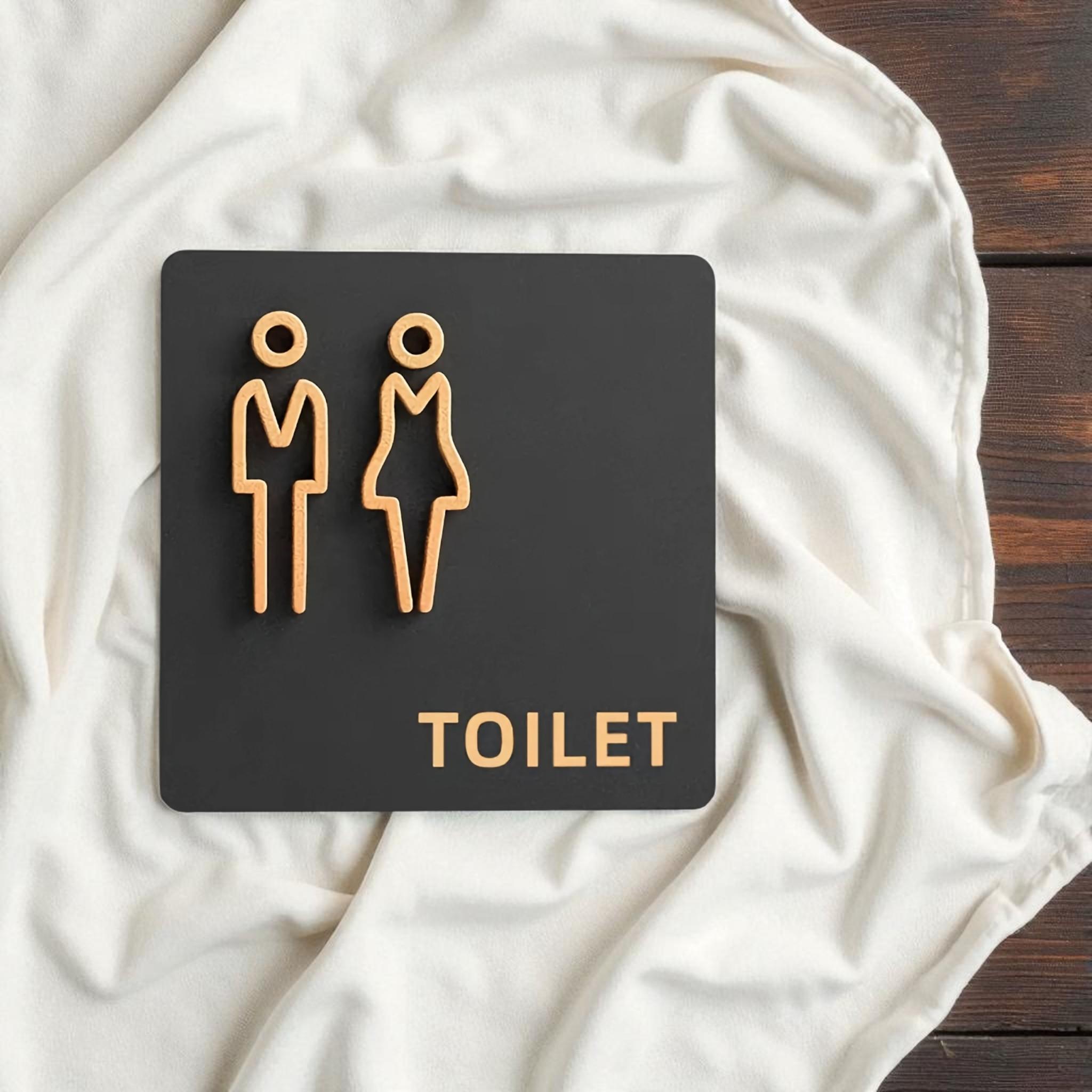 Modern Restroom Sign, Acrylic Toilet Wall Plaque, Minimalist Bathroom ...