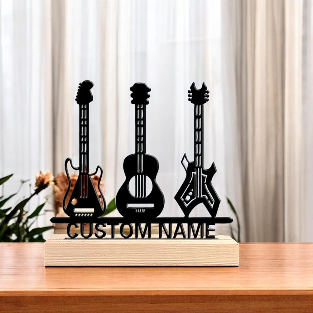 Custom Guitar Name Plaque, Personalized Music Room Sign, Guitar Player ...