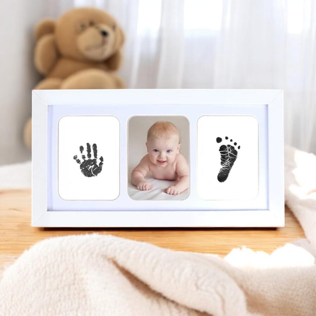 Baby Handprint Footprint Keepsake Frame, DIY Clay Kit for Newborn ...