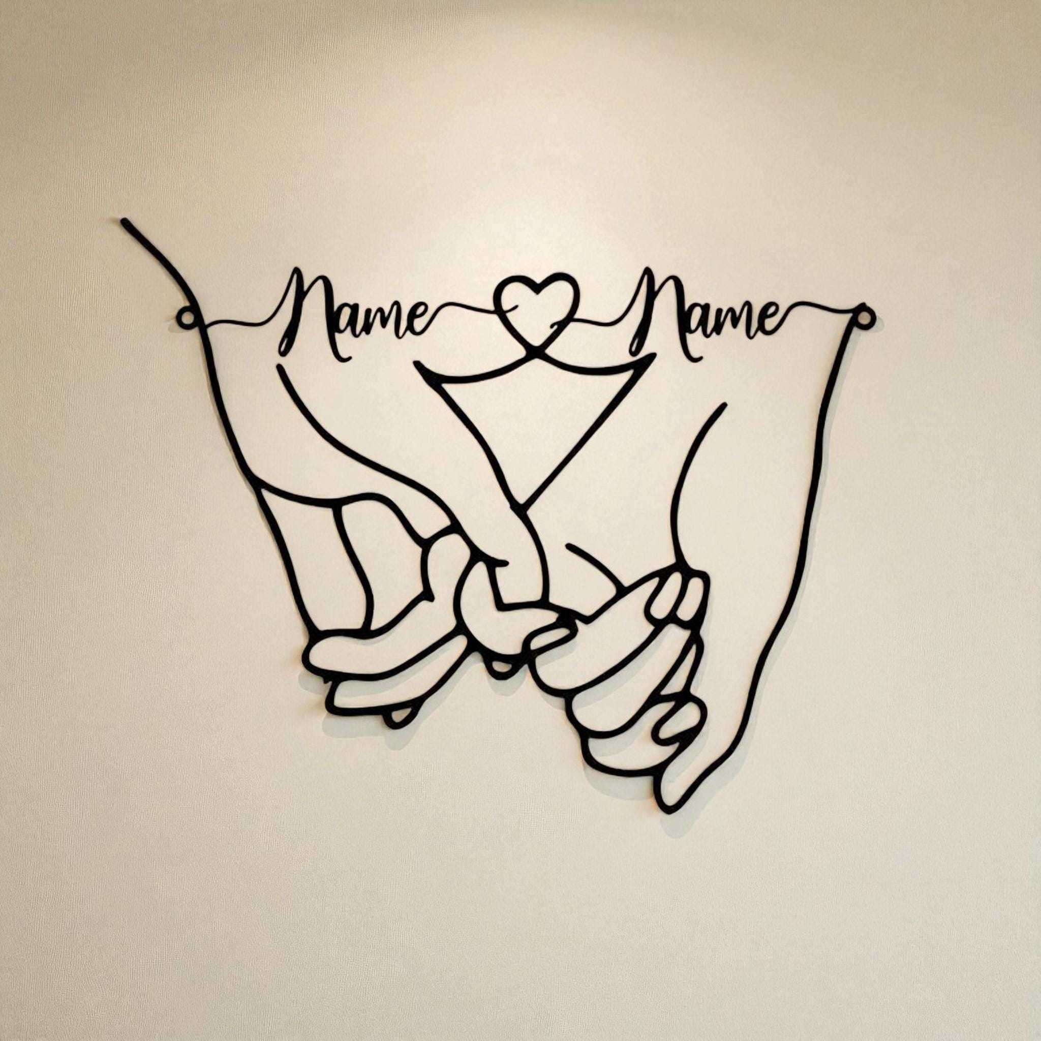 Custom Metal Wall Art, Personalized Pinky Promise Hands Design With ...