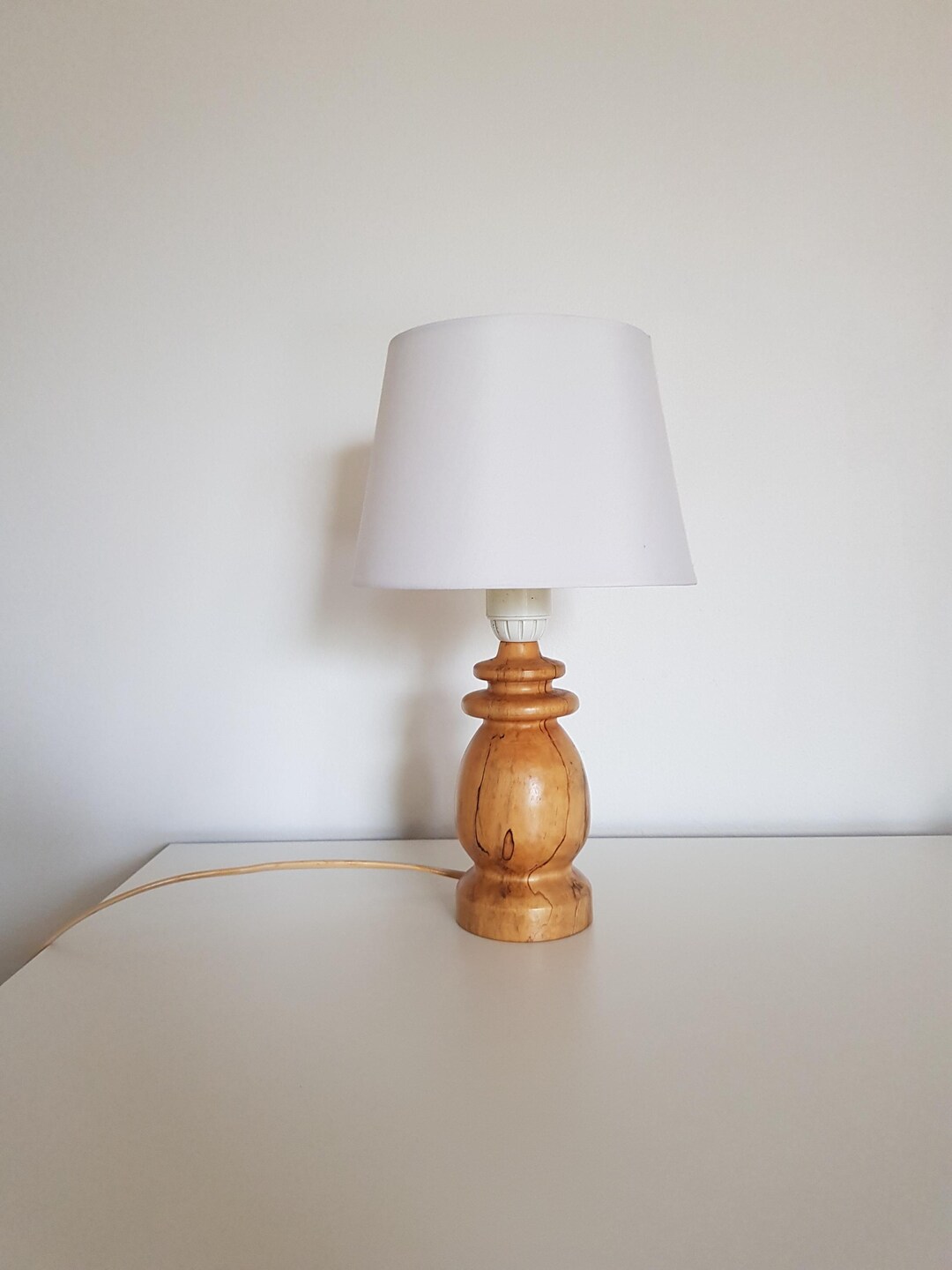 Birch Table Lamp Masur Birch Turned Carved Wood Lamp Swedish Birch ...
