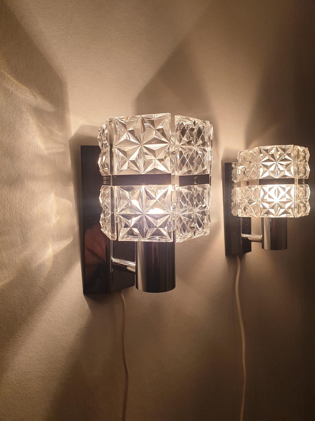 Wall Sconces Pair of Swedish Wall Lights Wall Lamps Chrome Glass ...