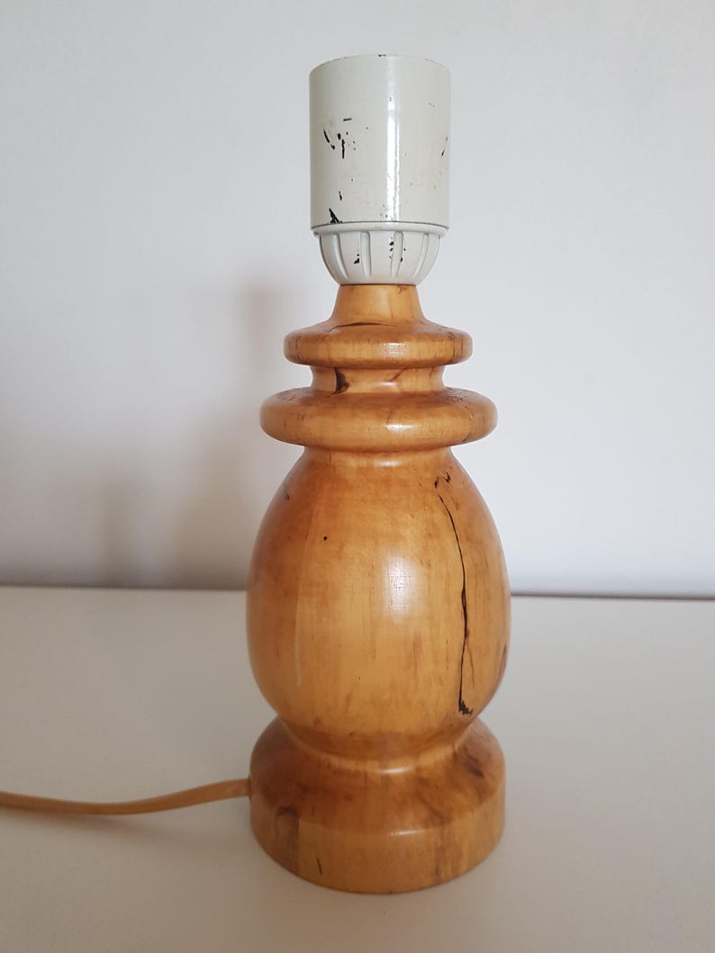 Birch Table Lamp Masur Birch Turned Carved Wood Lamp Swedish Birch ...