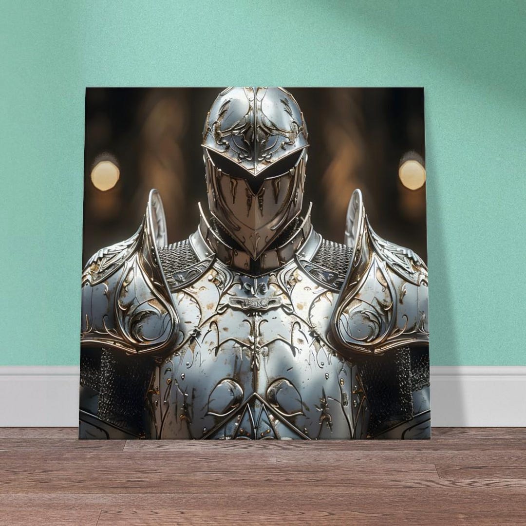 Silver Knight Portrait, Armored Knight Canvas, Knight Wall Art ...