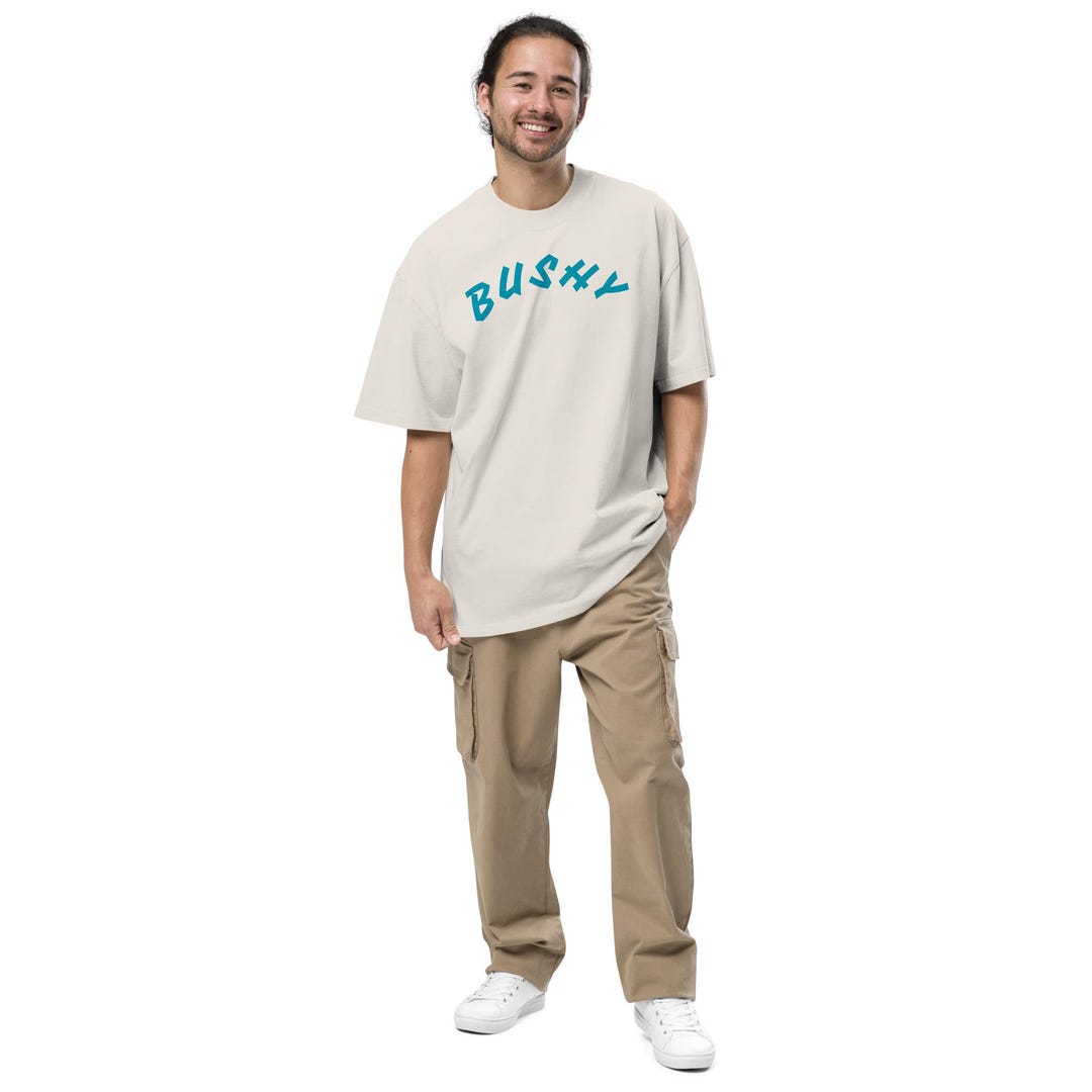 BUSHY Men's Oversized Vintage Style T-shirt With Classic Logo ...