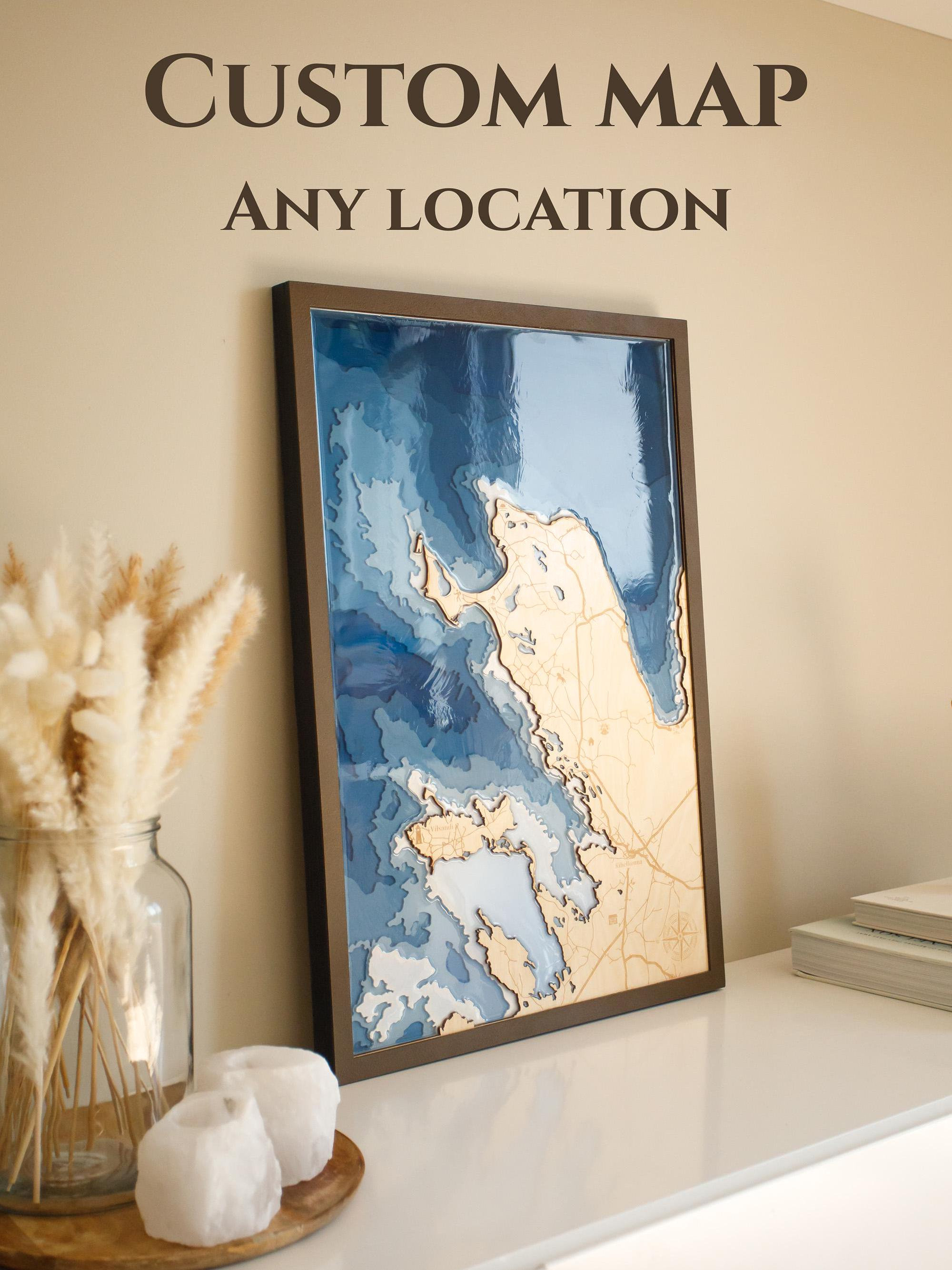 Custom Laser Cut Wood Map & Epoxy Resin, Personalized Gift ...