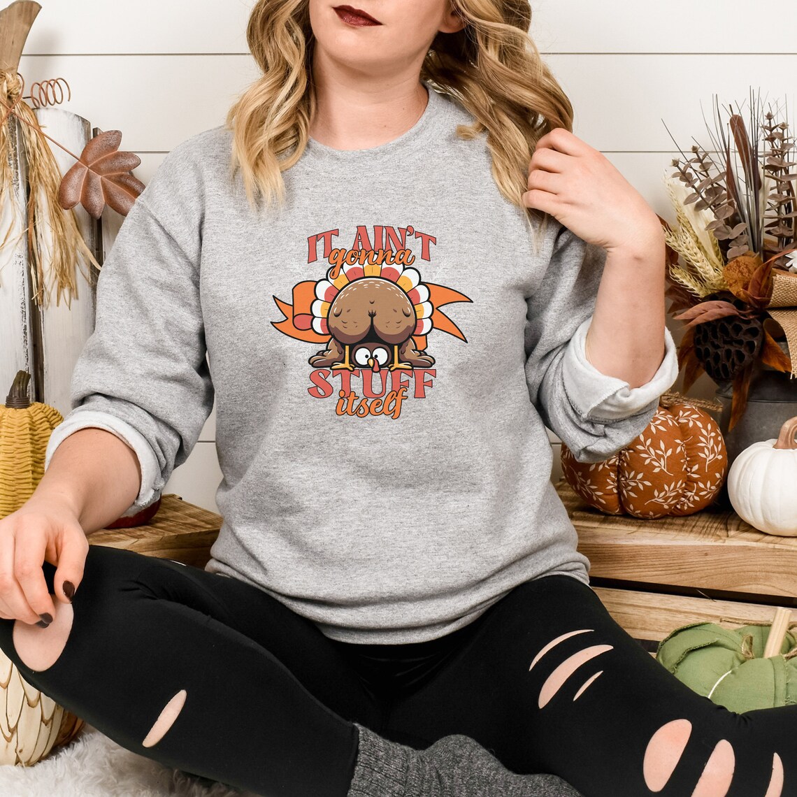Funny Thanksgiving Turkey Meme Shirt It Aint Gonna Stuff Itself Shirt ...