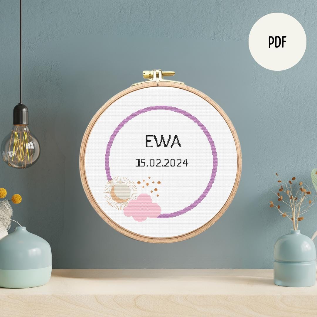 Custom Baby Name Cross Stitch Pattern, DIY Personalized Craft, Digital ...