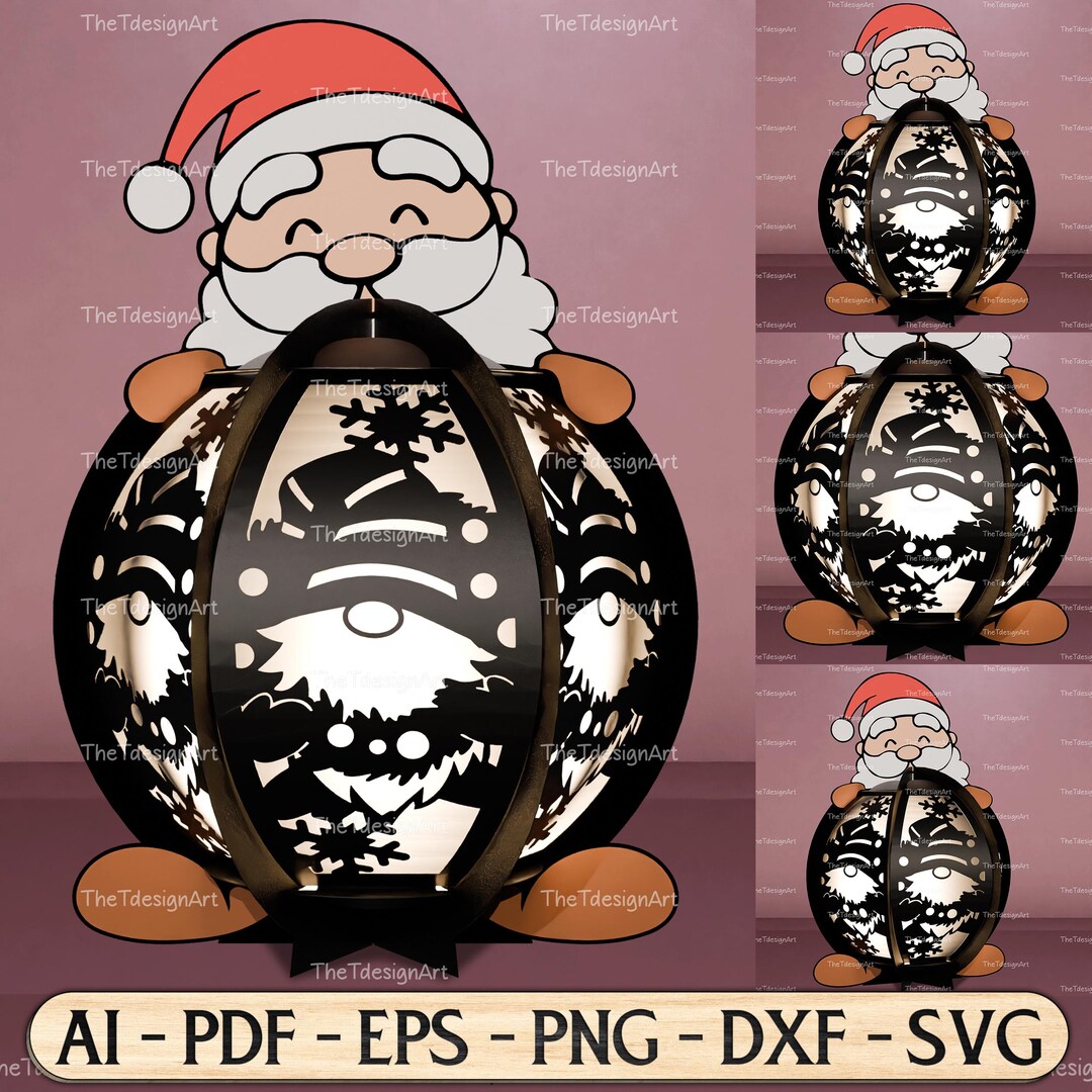 Christmas Santa Claus Paper Lantern SVG, Happy Santa Paper Lantern for ...