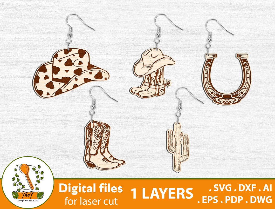 Earring Cowboy SVG, Cowboy Laser Cut File, Cowboy Items Earring Cut ...