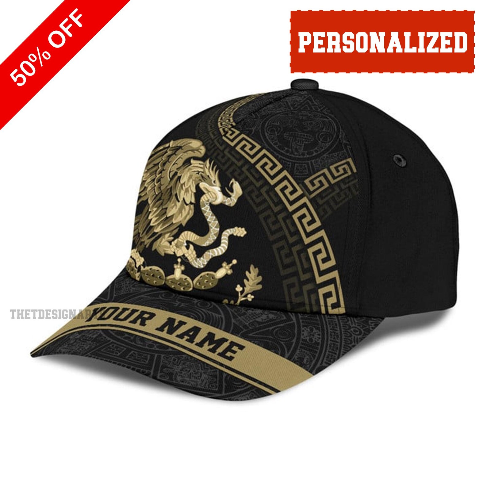 NEW! Personalized Mexico Aztec Gold Classic Cap, Custom Name Mexican ...