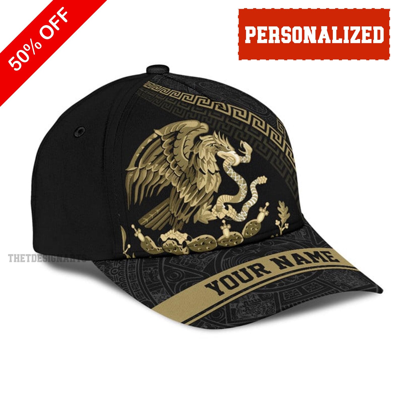 NEW! Personalized Mexico Aztec Gold Classic Cap, Custom Name Mexican ...