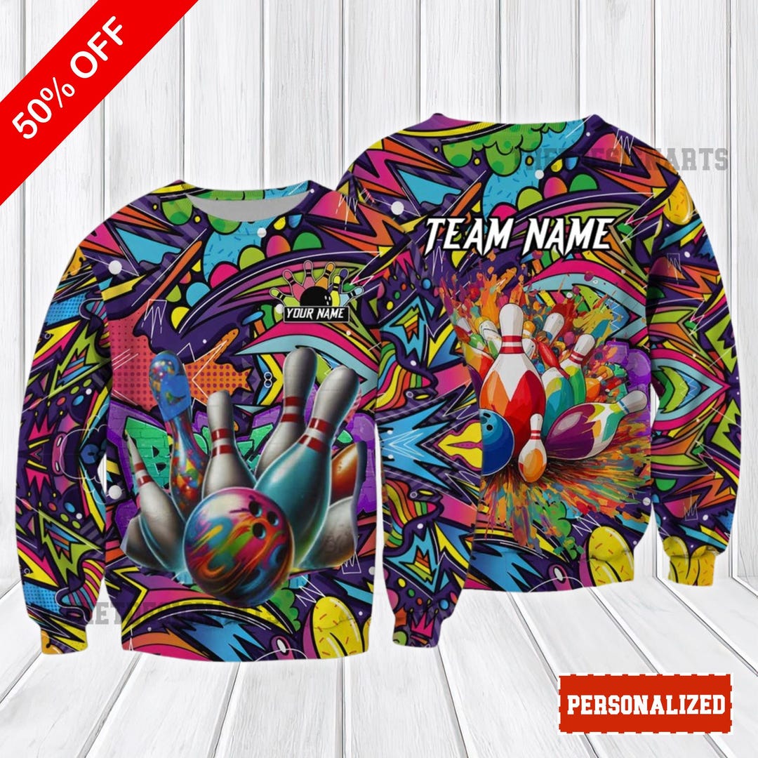 Graffiti Bowling 3D Sweatshirt Hoodie, Personalized Name Team Bowling ...