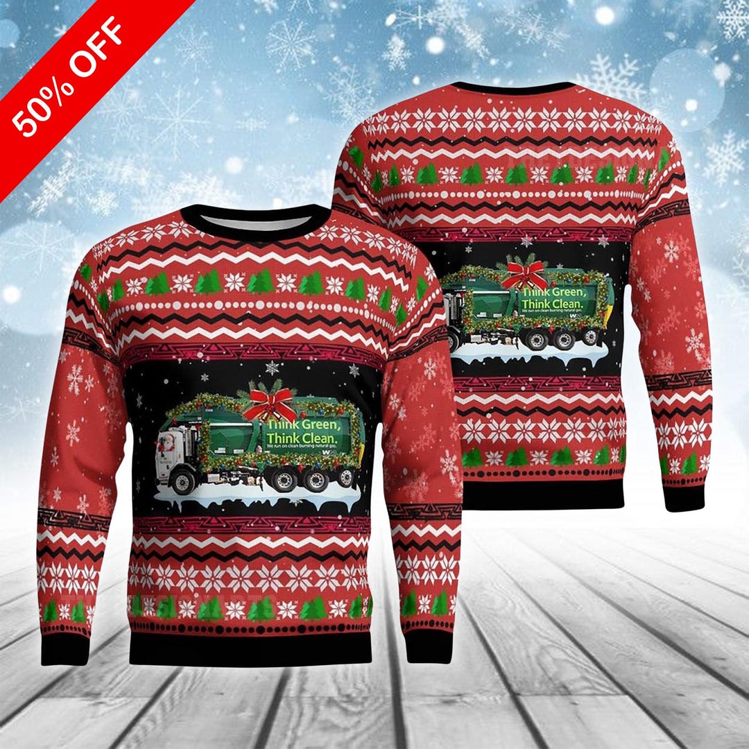 Waste Management Ugly Sweater, Fun Vehicle Christmas Shirt for Eco ...