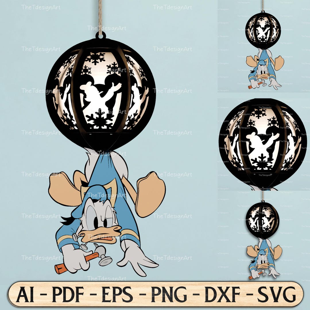 Christmas Cartoon Duck Paper Lantern Svg, Funny Duck Paper Lantern for ...