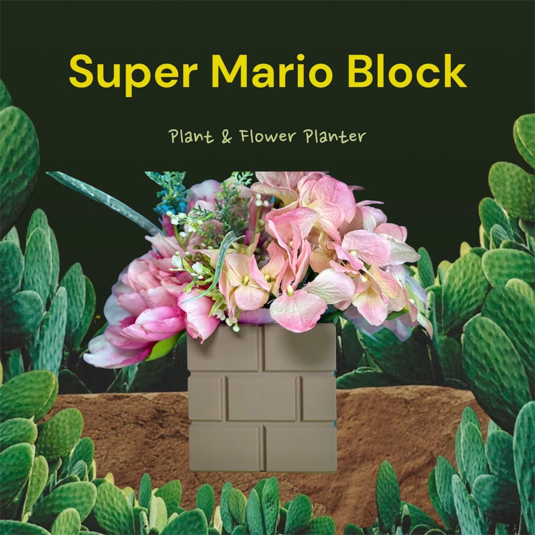 Super Mario - Retro Brick Planters, Flower Pots | Office Decor | Home ...
