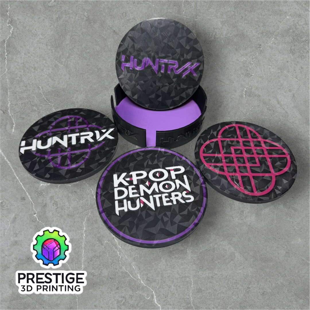 K-pop Demon Hunter Coaster Set (pack of 4) | 3D Printed | HUNTRIX ...