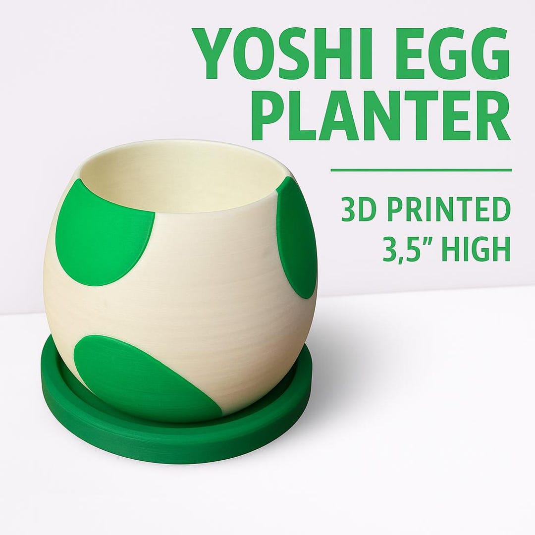 Yoshi Egg Planter – 3D Printed | Geeky Gamer Decor | Mario-inspired ...