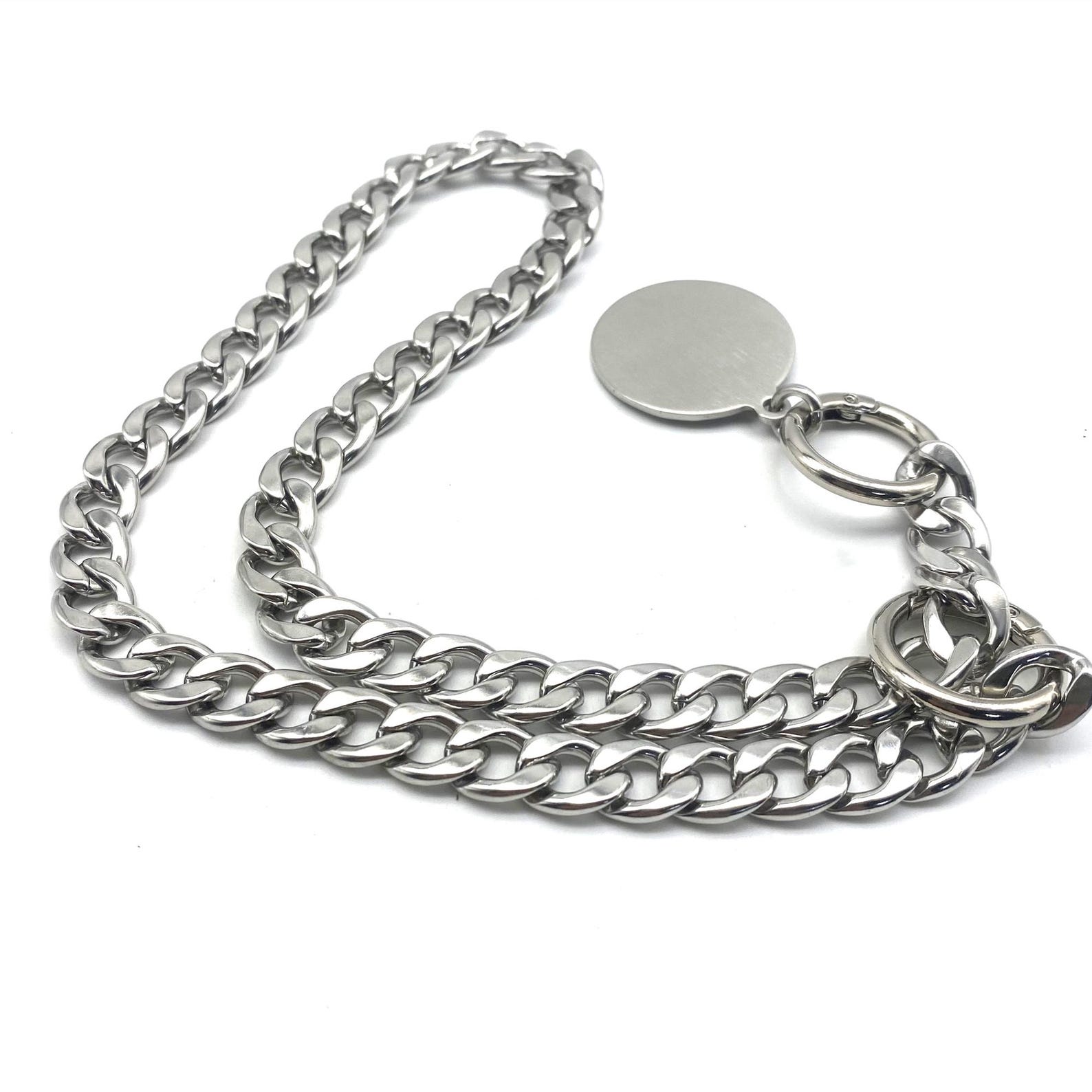 Custom Stainless Dog Collar Chain Spring Ring Closure Pets Choke Collar ...