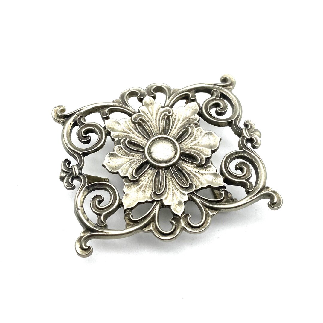 Antique Silver Flower Buckle Boho Style Leather Belt Decorative Buckle ...