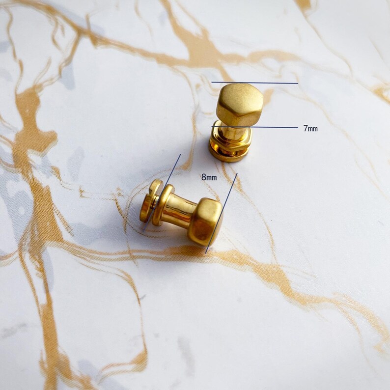 Hexagon Screw Rivets Leather Fastener Studs Bag Screw Buttons | Gold ...