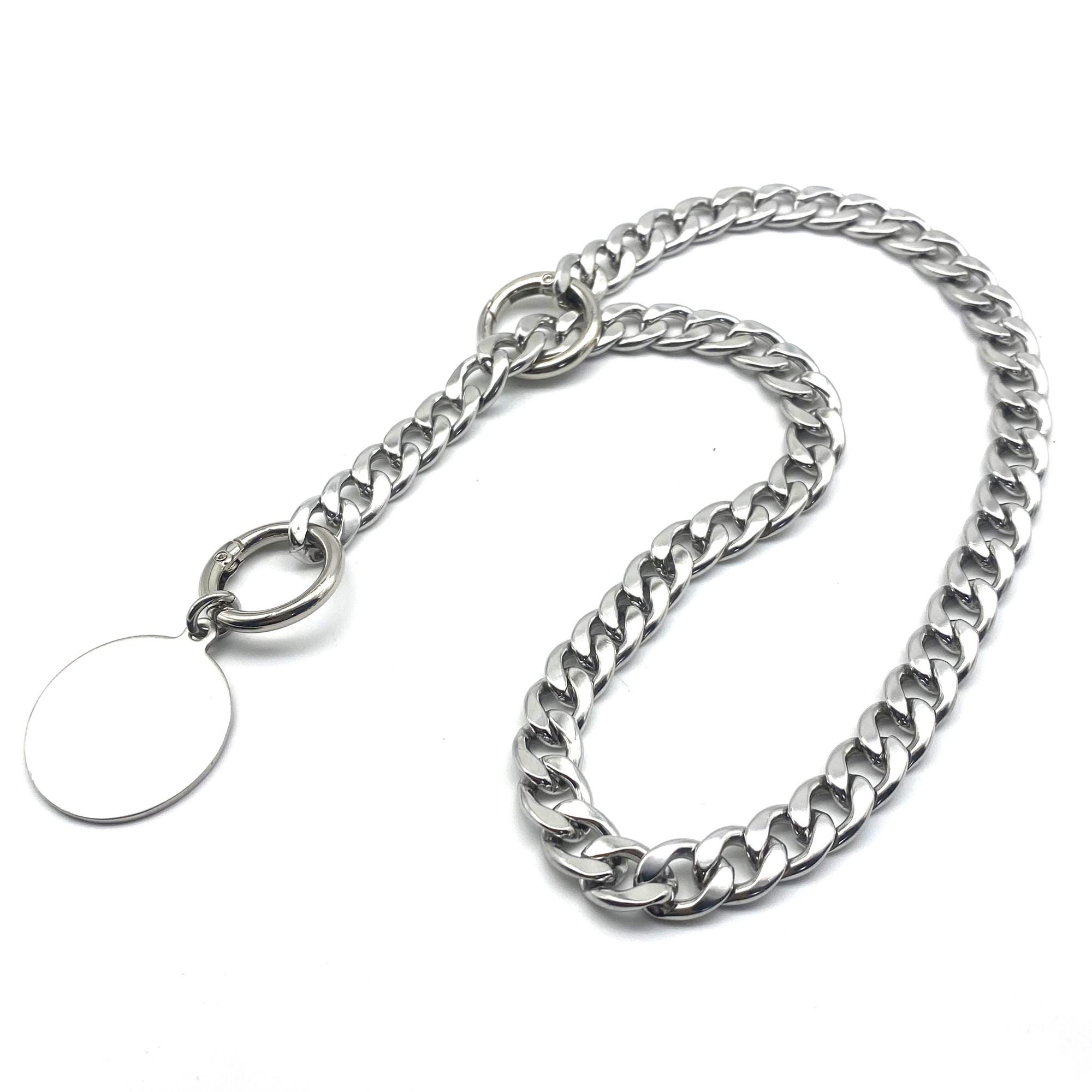 Custom Stainless Dog Collar Chain Spring Ring Closure Pets Choke Collar ...