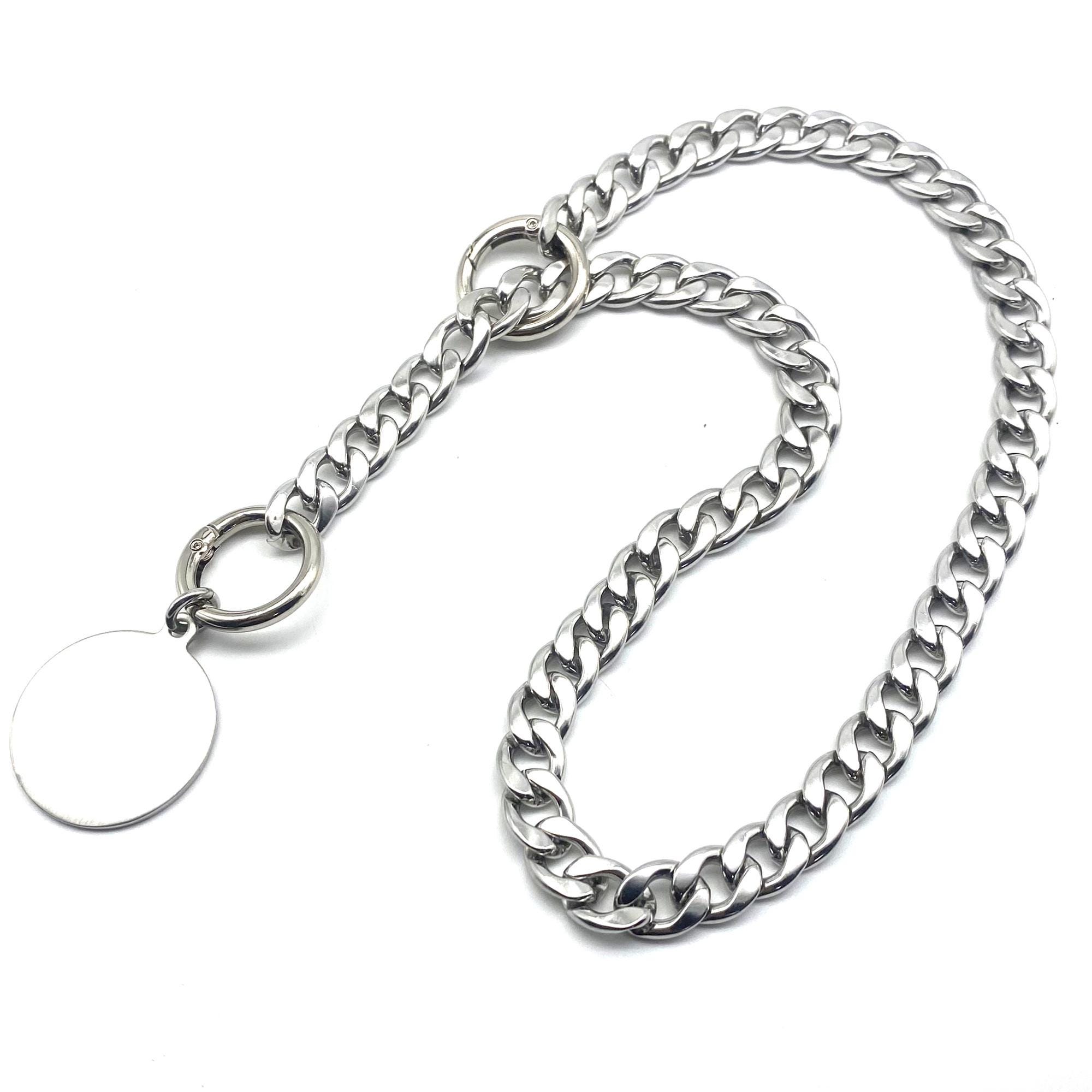 Custom Stainless Dog Collar Chain Spring Ring Closure Pets Choke Collar ...