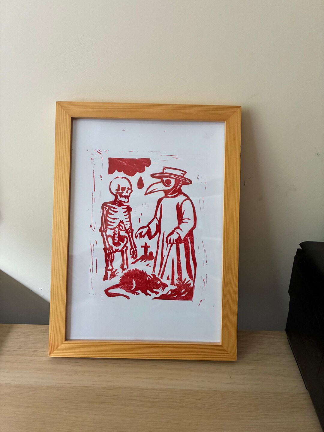 Red Plague Doctor Lino Print | Gothic Dark Academia Wall Art - Etsy