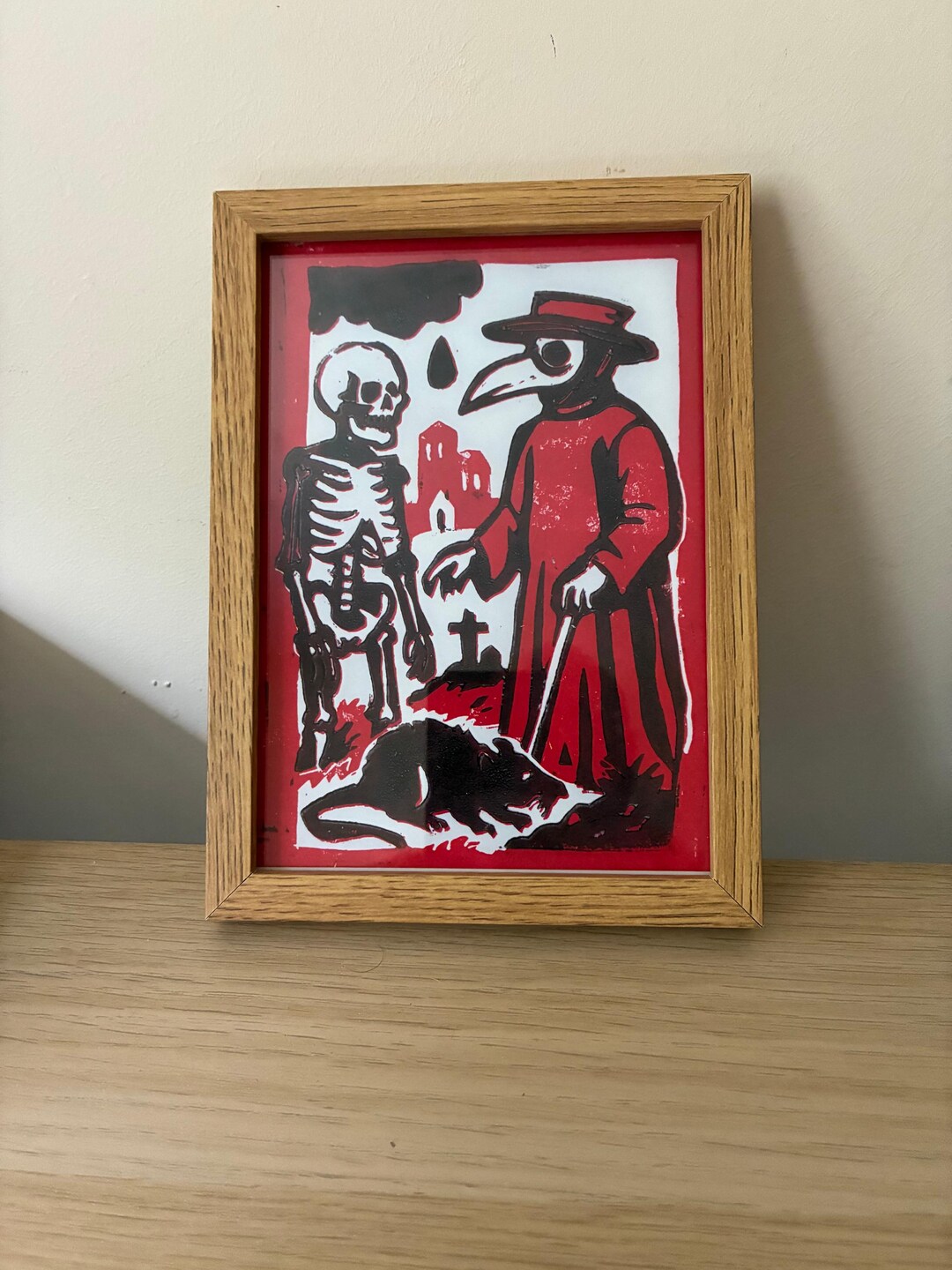 The Plague Doctor Lino Print | Gothic Historical Wall Art | Handcrafted ...