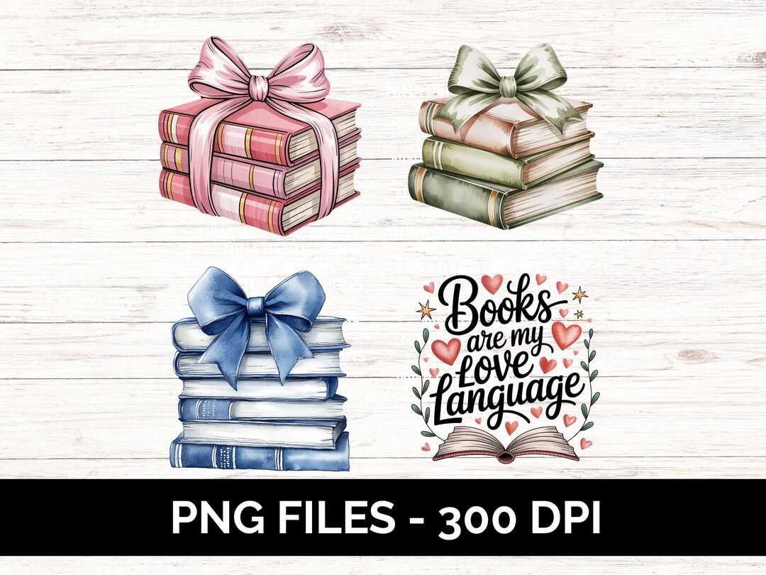 Book Bundle, Pink Book Stack, Book PNG Bundle, Book Club PNG, Book ...