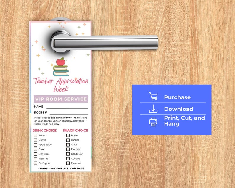 Teacher Appreciation Door Hanger, Teacher Appreciation Week Printable ...