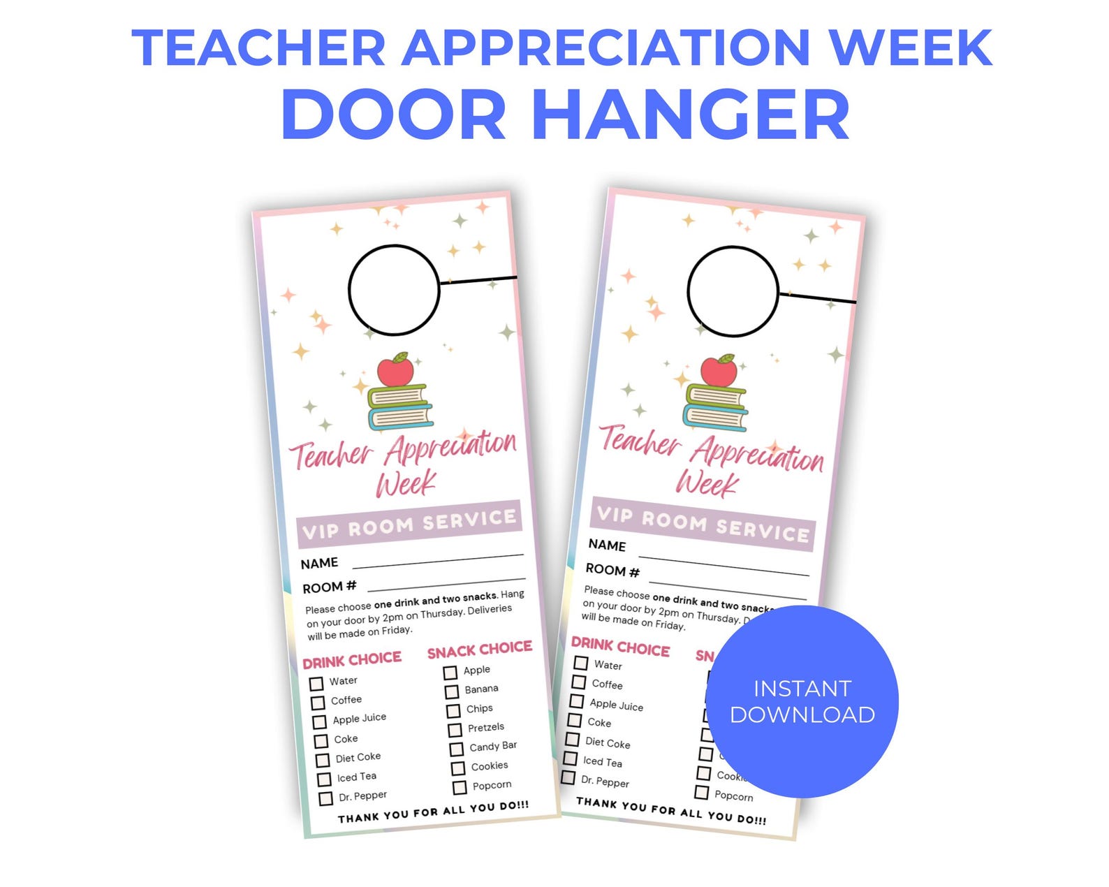 Teacher Appreciation Door Hanger, Teacher Appreciation Week Printable ...