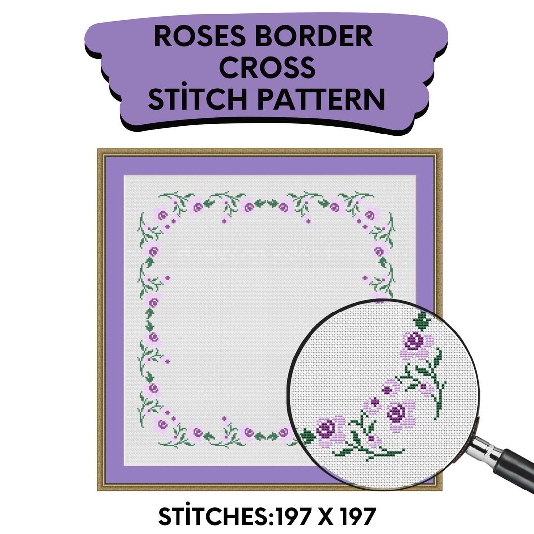 Rose Border Cross Stitch Pattern , Sampler Cross Stitch Pattern ...