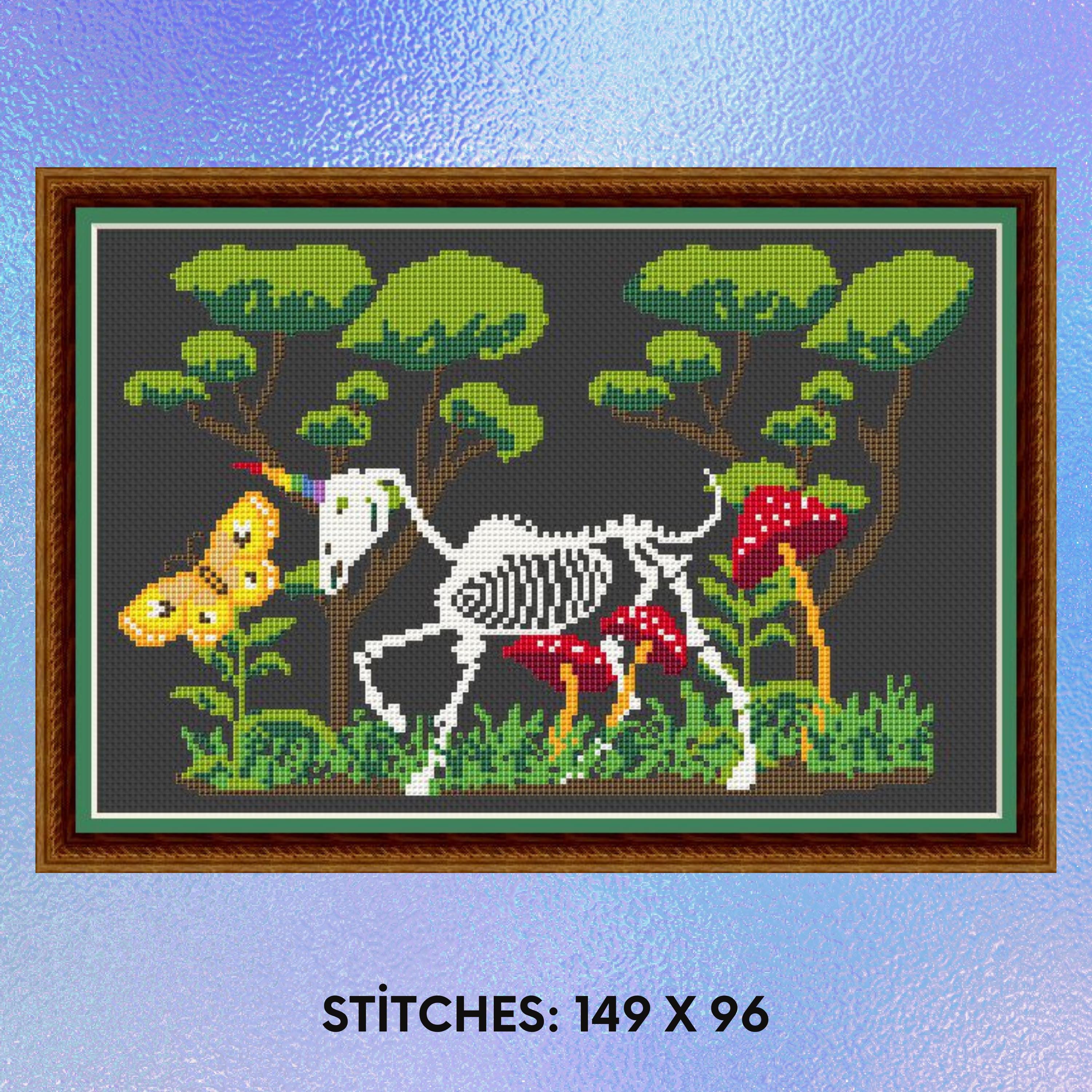 Unicorn Skeleton Cross Stitch Pattern , Skeleton Cross Stitch Pattern ...