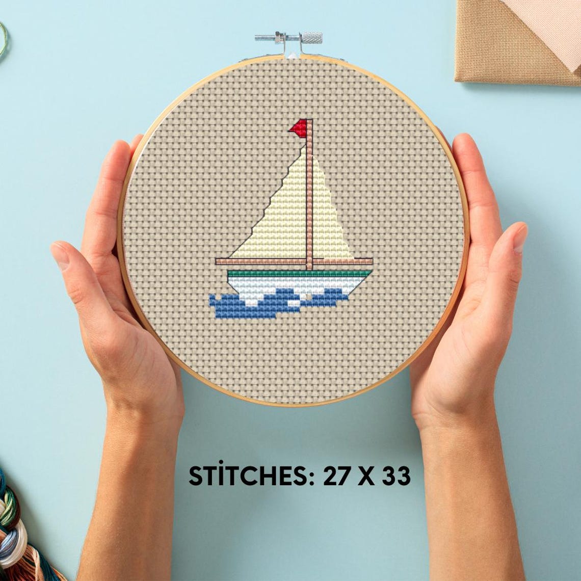 How to Make Mini Easy Yacht Cross Stitch Pattern , Sealer Cross Stitch ...