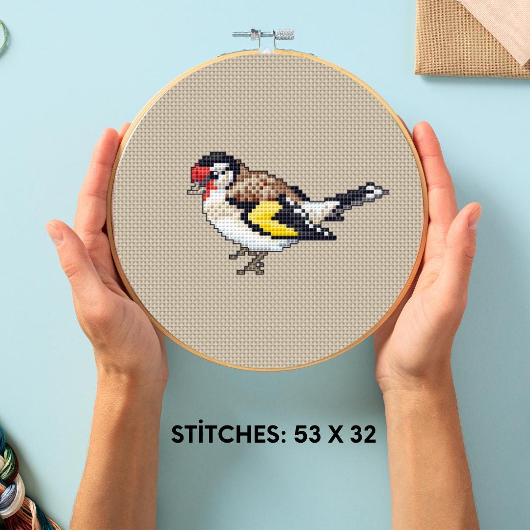 Goldfinch Bird Cross Stitch Pattern , How to Make Mini Easy Bird Cross ...
