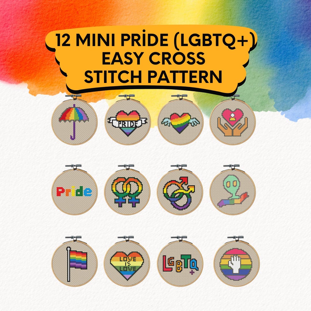 Pride Cross Stitch Pattern Bundle , Set of 12 Cross Stitch Pattern ...