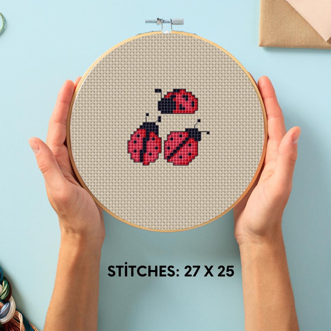 Ladybug Cross Stitch Pattern , How to Make Mini Easy Ladybug Cross ...