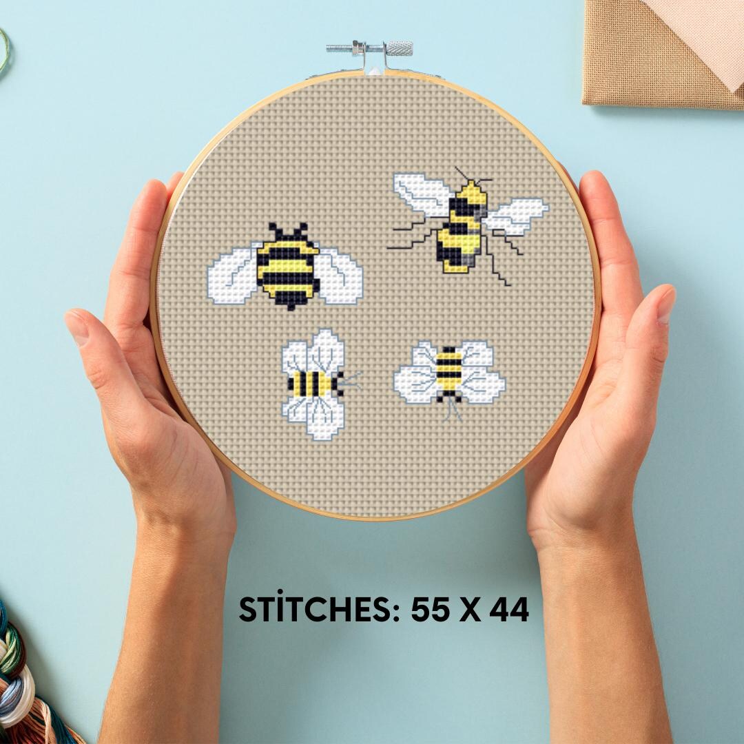 BEE Cross Stitch Pattern , How to Make Mini Easy Bee Cross Stitch ...