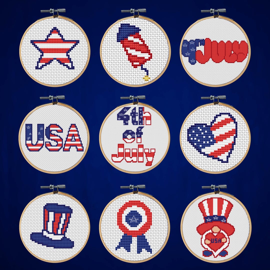 4th of July Cross Stitch Patterns Bundle / Modern and Classic Designs ...