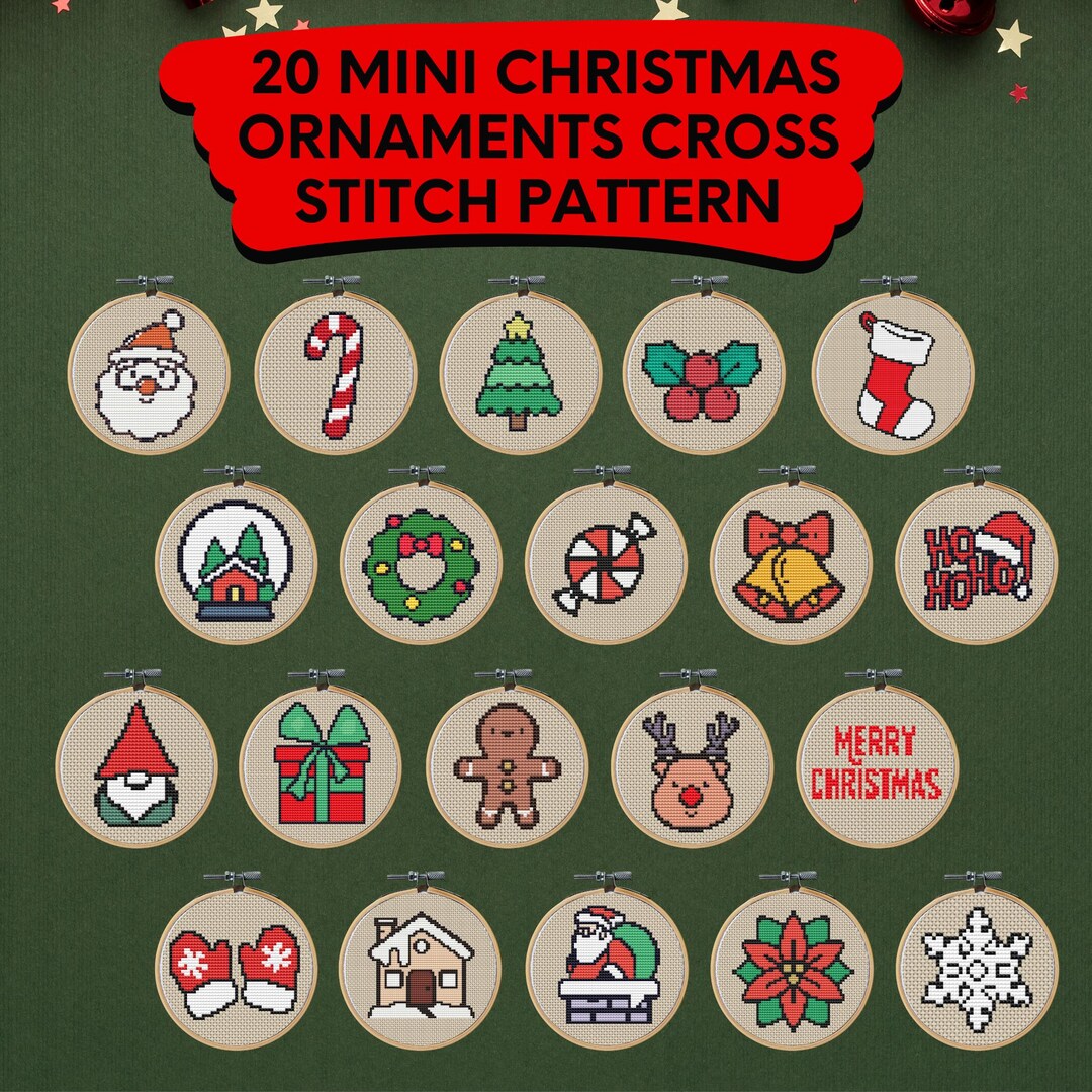Christmas Ornaments Cross Stitch Patterns , 20 Mini Size Easy Christmas ...