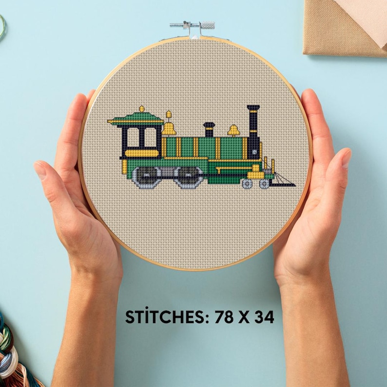 Train Cross Stitch Pattern , How to Make Mini Easy Train Cross Stitch ...