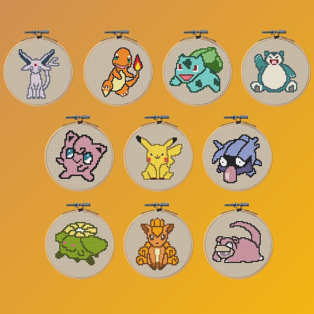 Pokemon Cross Stitch Patterns Bundle , 10 Mini Easy Pokemon Cross ...