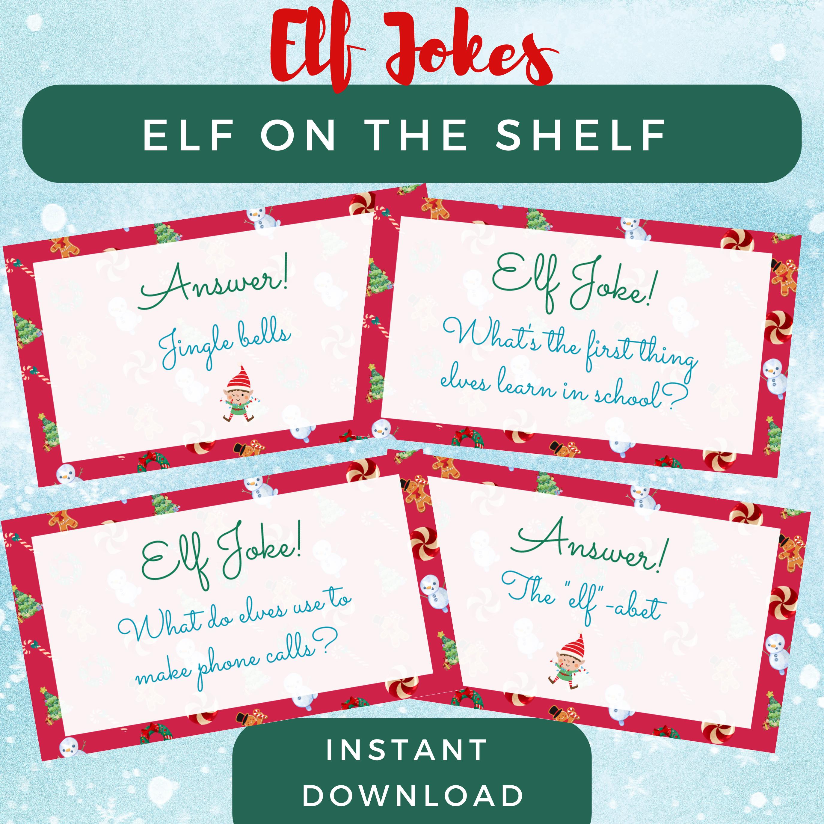Elf Jokes, Lunchbox Jokes, Elf on the Shelf Daily Cards, Elf on the ...