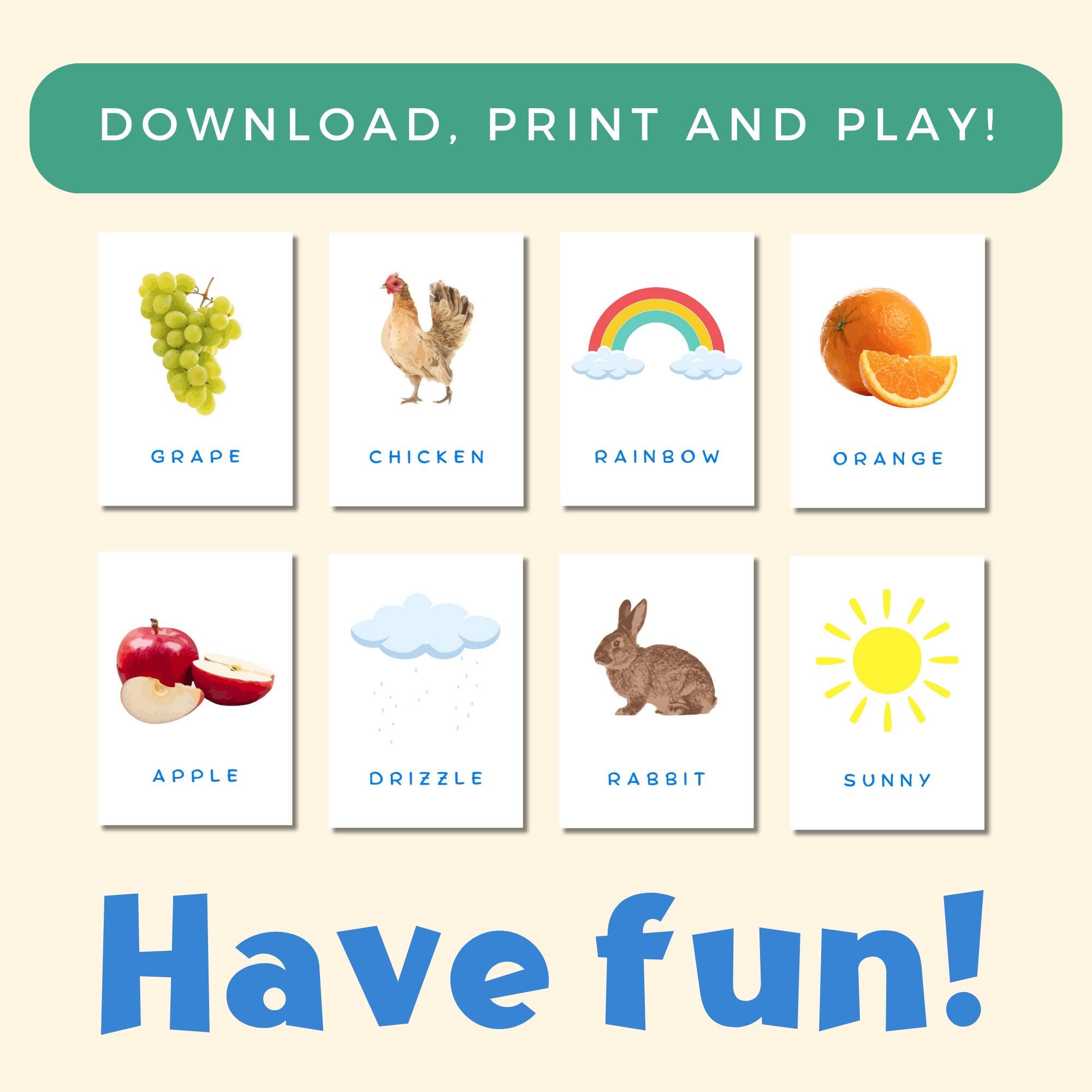 Flashcards for Kids, Printable Flash Cards, Flash Cards, Montessori ...