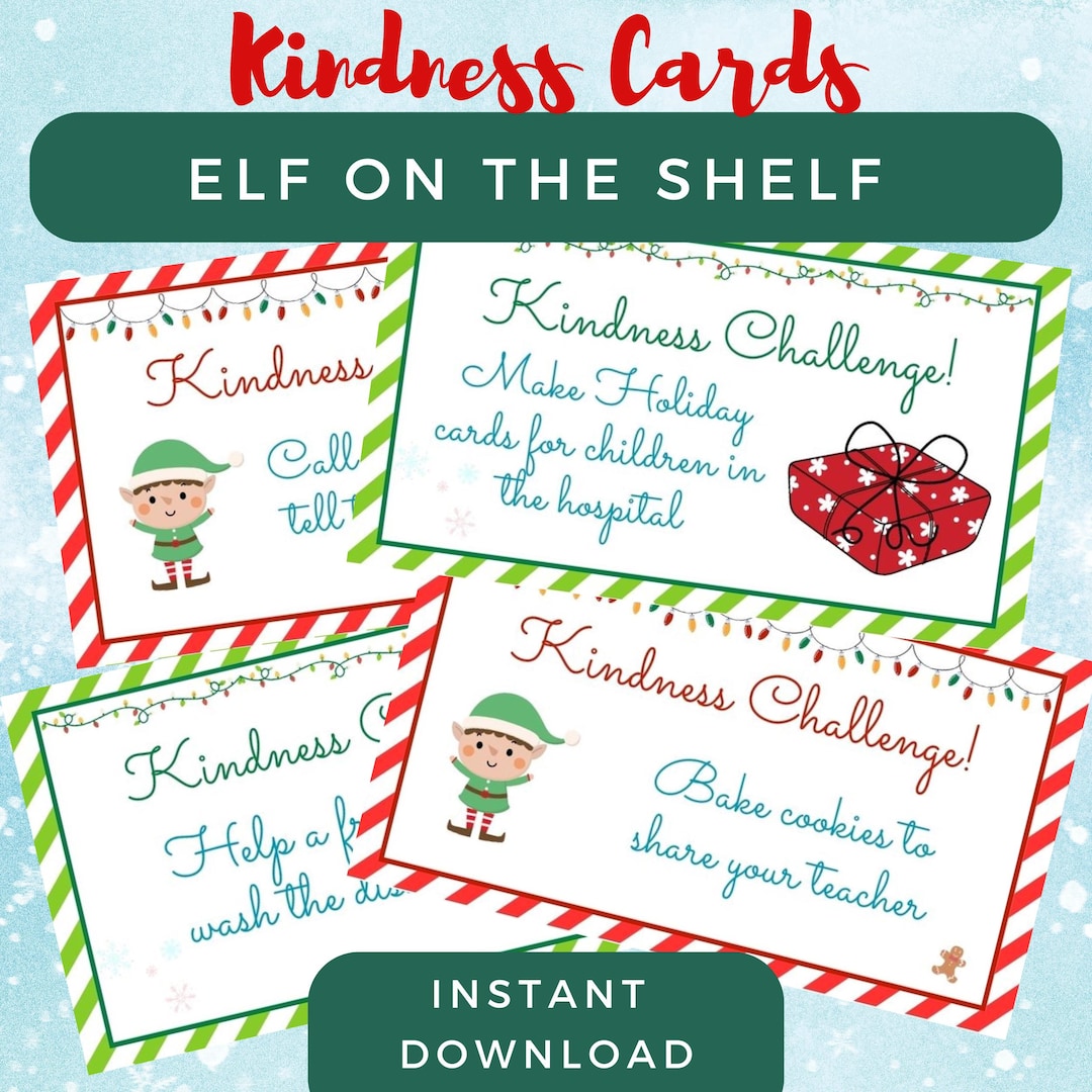 Elf on the Shelf Kindness, Elf on the Shelf Daily Cards, Elf on the ...